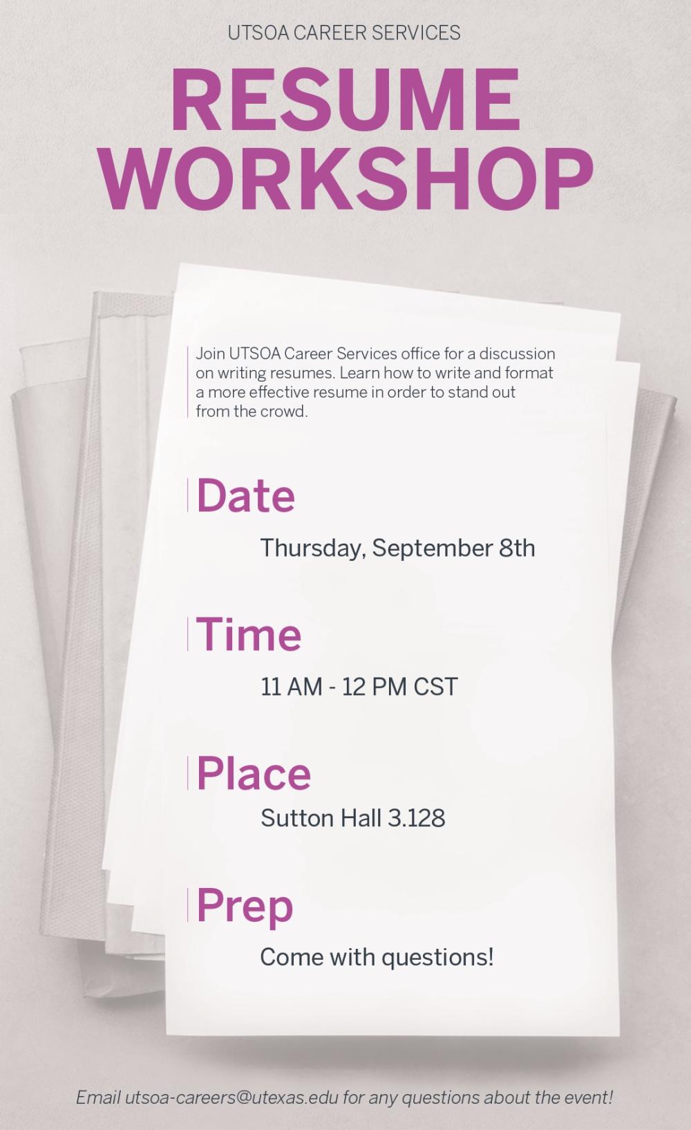 Resume Workshop | School of Architecture Resume Workshop | School of Architecture